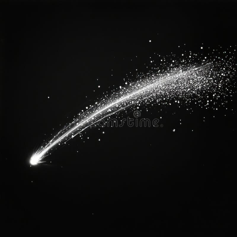 Illustration of a Comet Trail on a Black Background. Vector ...