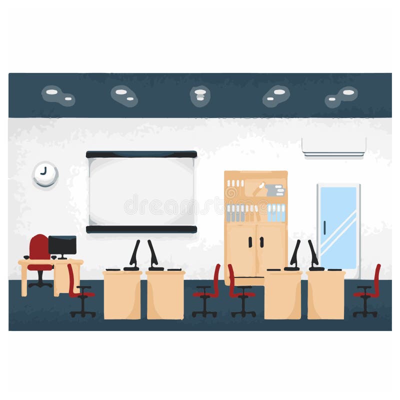 Illustration of a Comfortable and Modern Study Room with a Computer ...