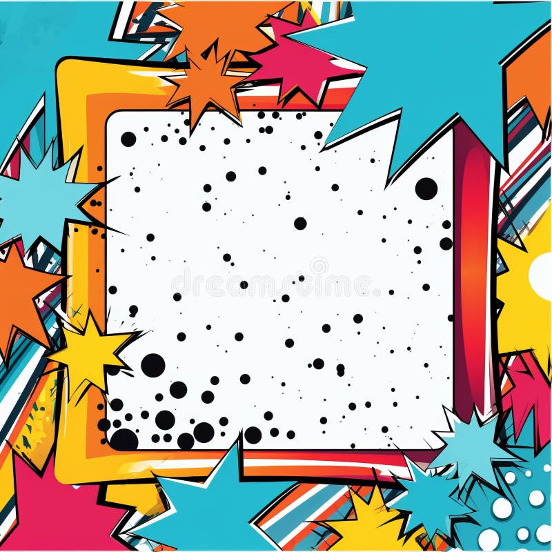 An Illustration of a Comic Book Background with a Square Frame Stock ...