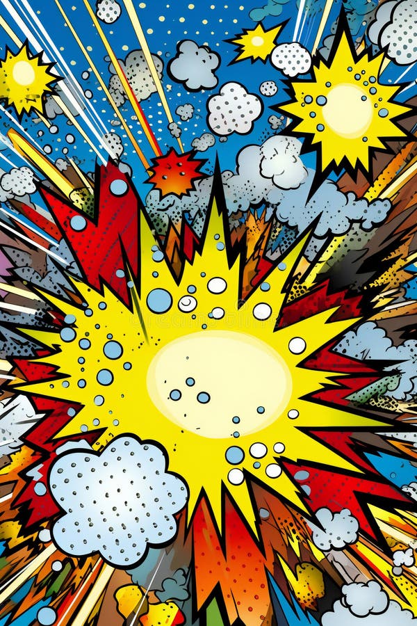 Comic Book Explosion Background, Illustration in Pop Art Style Stock ...