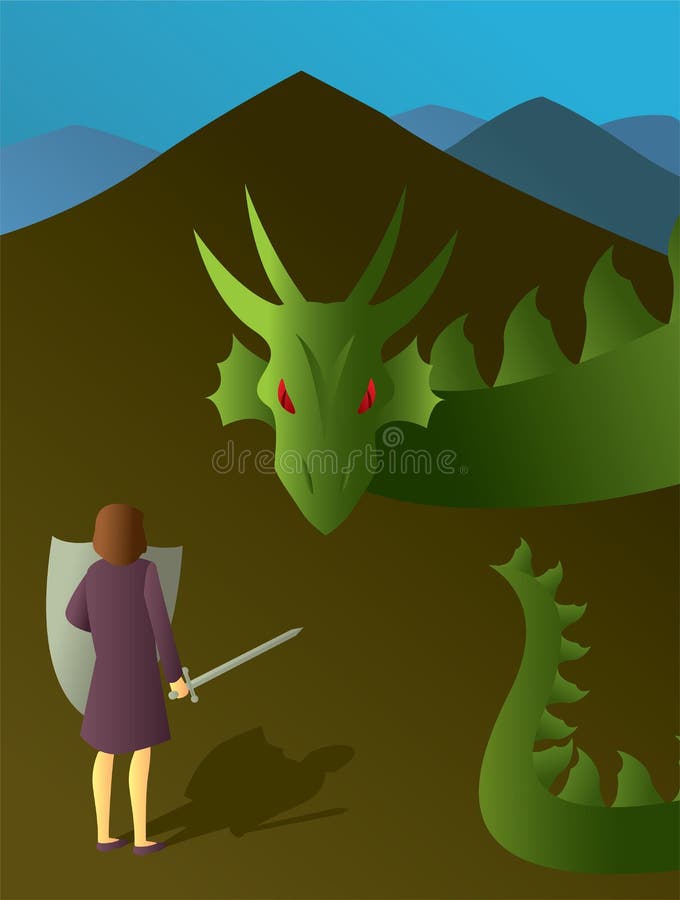 Woman Slaying the Dragon stock vector. Illustration of family - 29762882