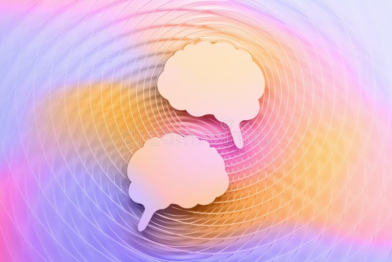 Illustration with Communicating Brains, Concept with Brain Waves Stock ...