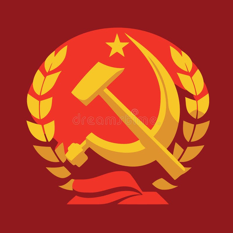 Illustration in Communist Style in Red and Yellow Colors Stock Vector ...