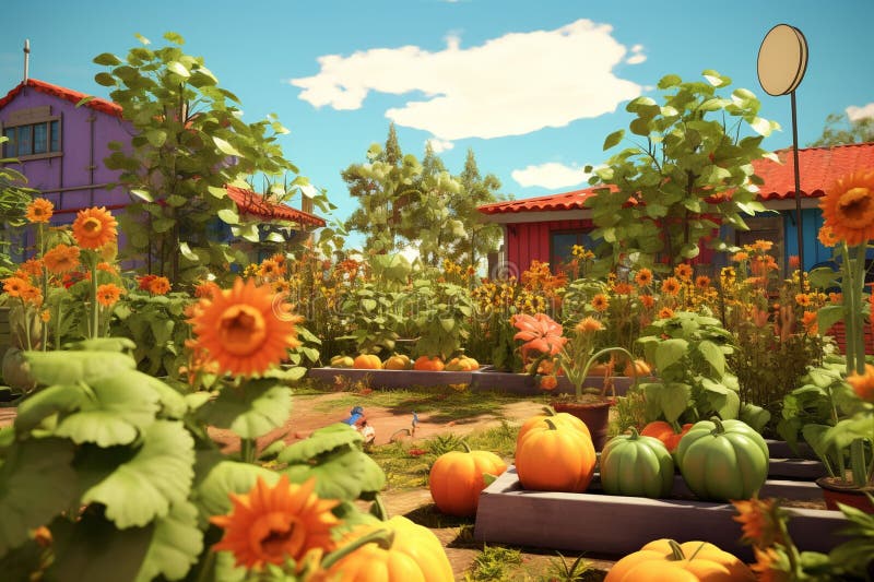 Illustration of a Community Garden Growing Stock Illustration ...