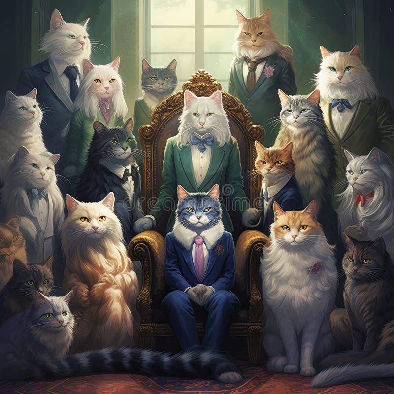 Illustration a Company of Cats. Stock Photo - Image of creature ...