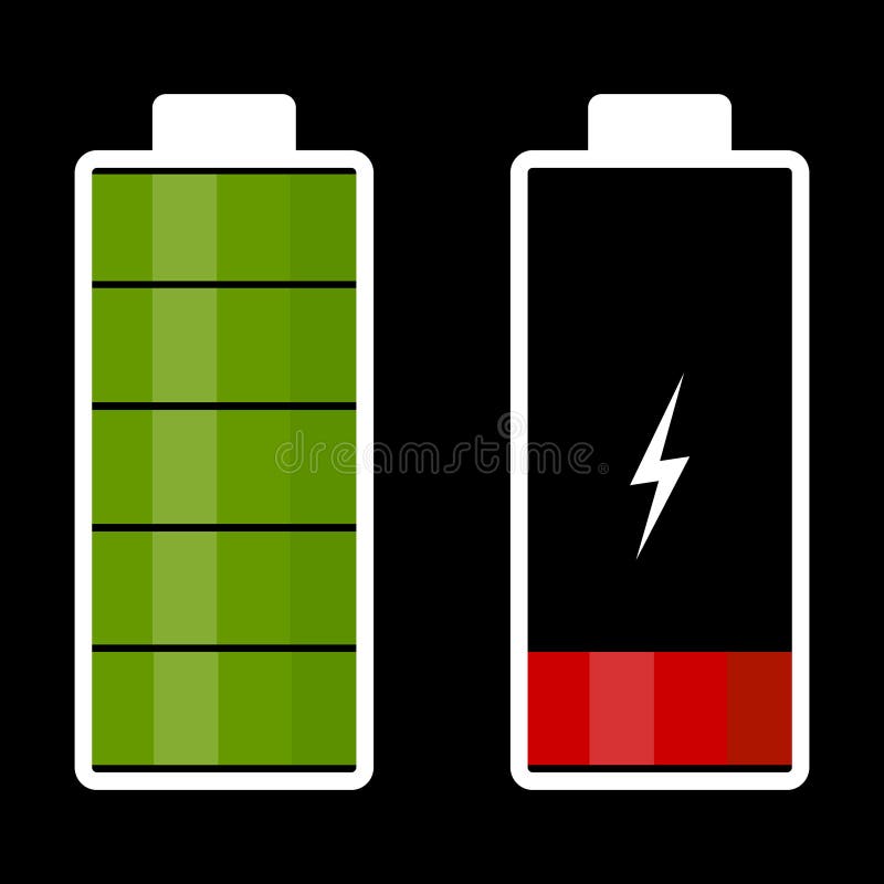 Illustration Comparing Full and Low Battery. Vector Image Stock ...