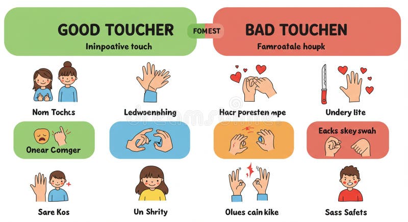 Illustration Comparing "Good Touch" and "Bad Touch" Categories with ...