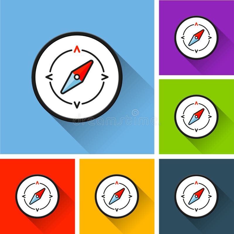 Compass Icons with Long Shadow Stock Vector - Illustration of long ...