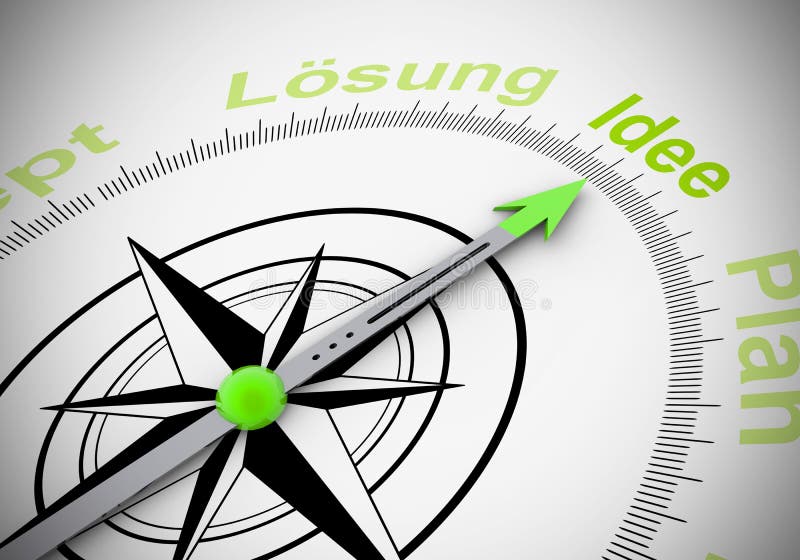 Illustration of a Compass with Its Green Arrow Pointing at the Idea ...