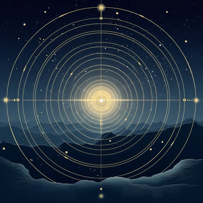 An Illustration of a Compass in the Night Sky Stock Illustration ...