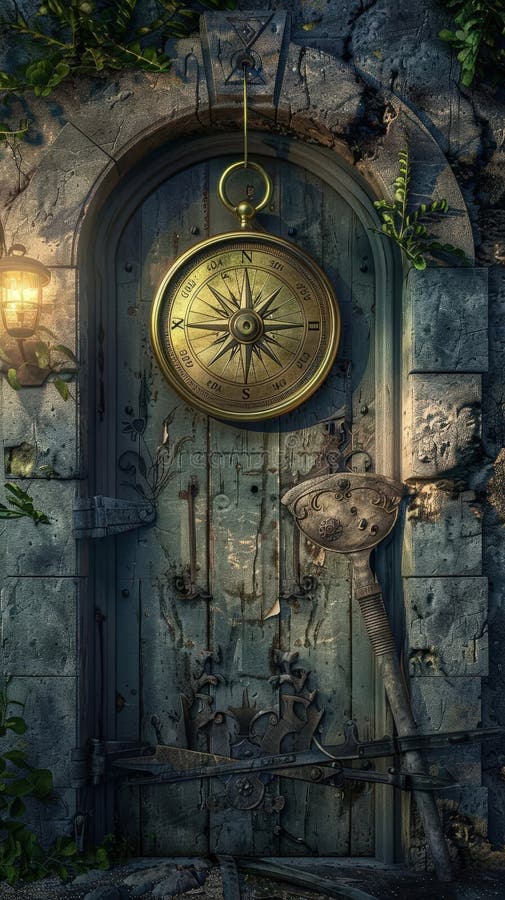 Illustration of a Compass Pointing Towards a Door Labeled Success ...