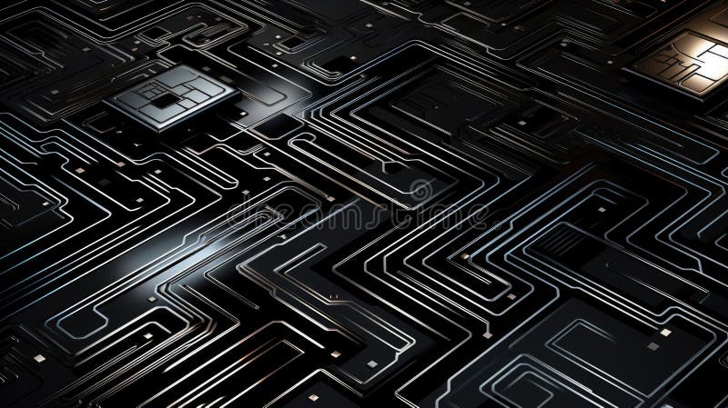 An Illustration of a Complex, Glowing Circuit Board Pattern with a ...