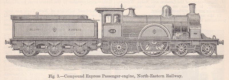 Illustration of a Compound Express Passenger Engine, North Eastern ...