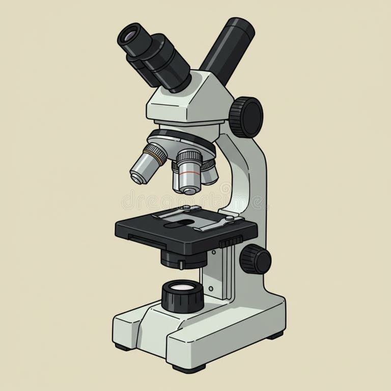 An Illustration of a Compound Microscope Features a Sturdy Base, a ...