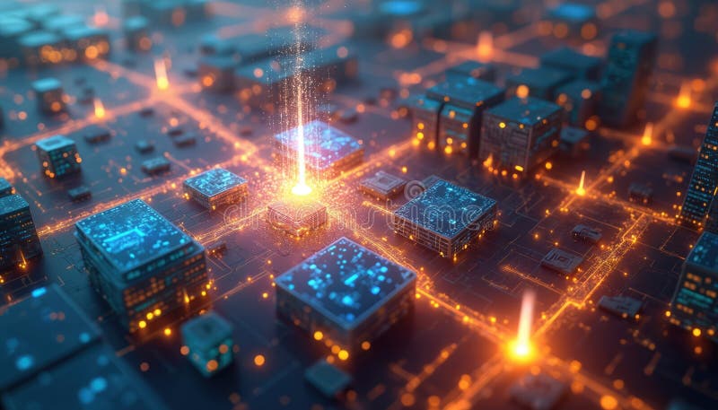 Illustration Comprehensive Data Flow Diagram within 5G Network. Focus ...
