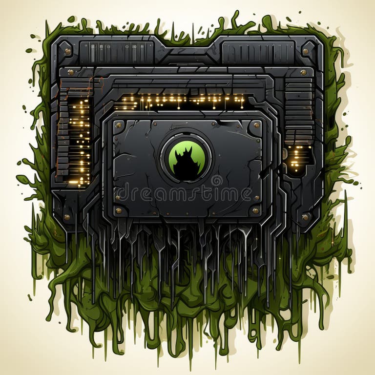 An Illustration of a Computer Chip with Green Slime on it Stock ...