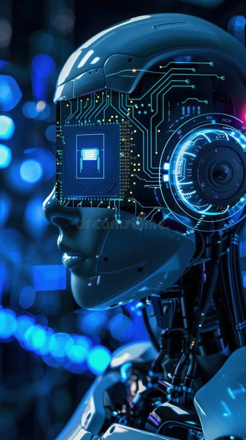 Illustration of a Computer Chip Icon Morphing into a Robotic Figure ...