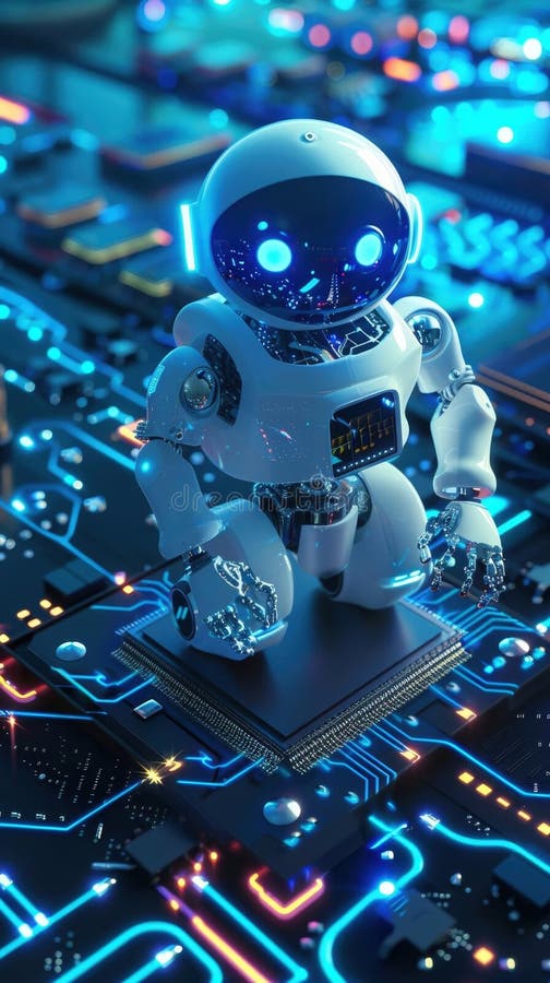 Illustration of a Computer Chip Icon Transforming into a Robot ...