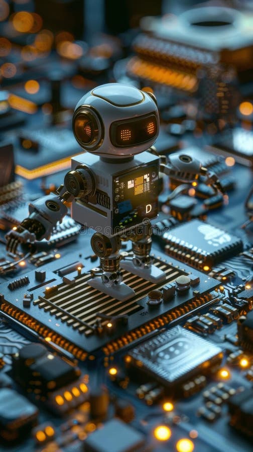 Illustration of a Computer Chip Icon Transforming into a Robot ...