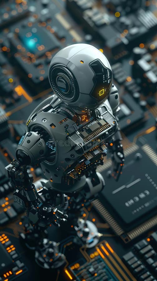 Illustration of a Computer Chip Icon Transforming into a Robot ...