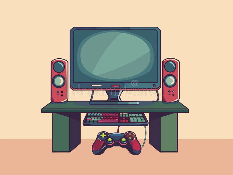 Illustration of a Computer Gaming Set Stock Vector - Illustration of ...