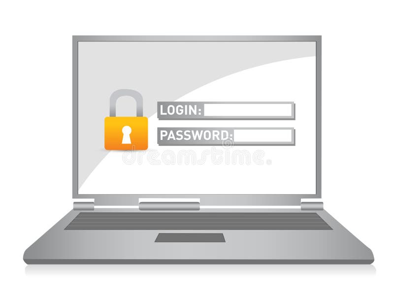 Laptop with lock stock illustration. Illustration of keyboard - 28505959