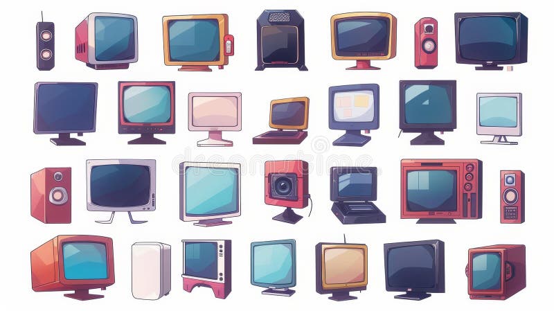 An Illustration of a Computer Monitor with a Flat Television in Modern ...