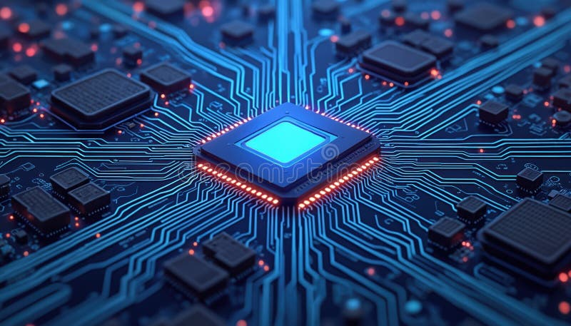 Illustration of Computer Motherboard Featuring Chip, Processor ...