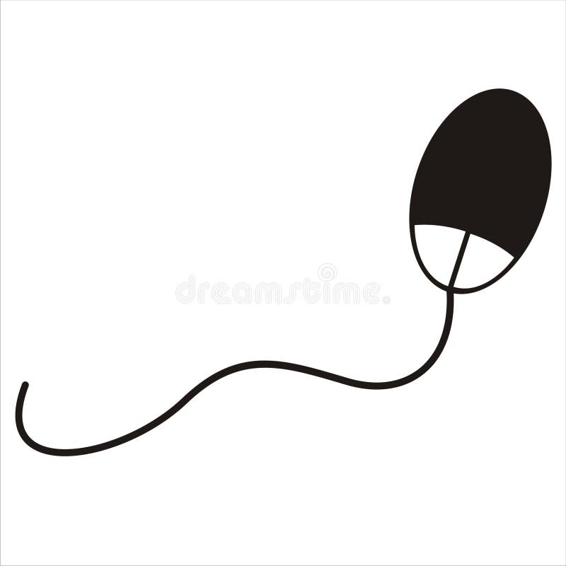 Illustration Computer Mouse with Cable and Black Color Stock Vector ...