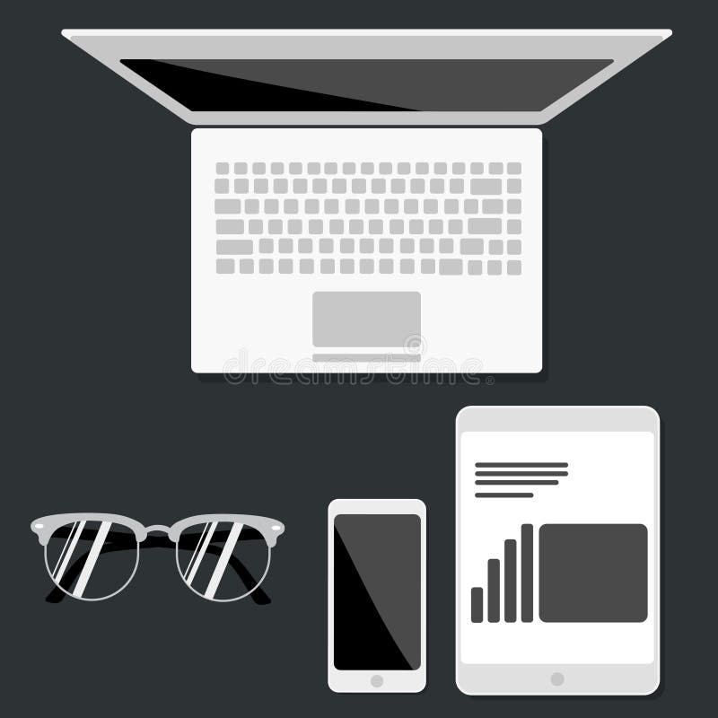 Open Laptop with Digital Tablet and White Smartphone. All with Isolated ...