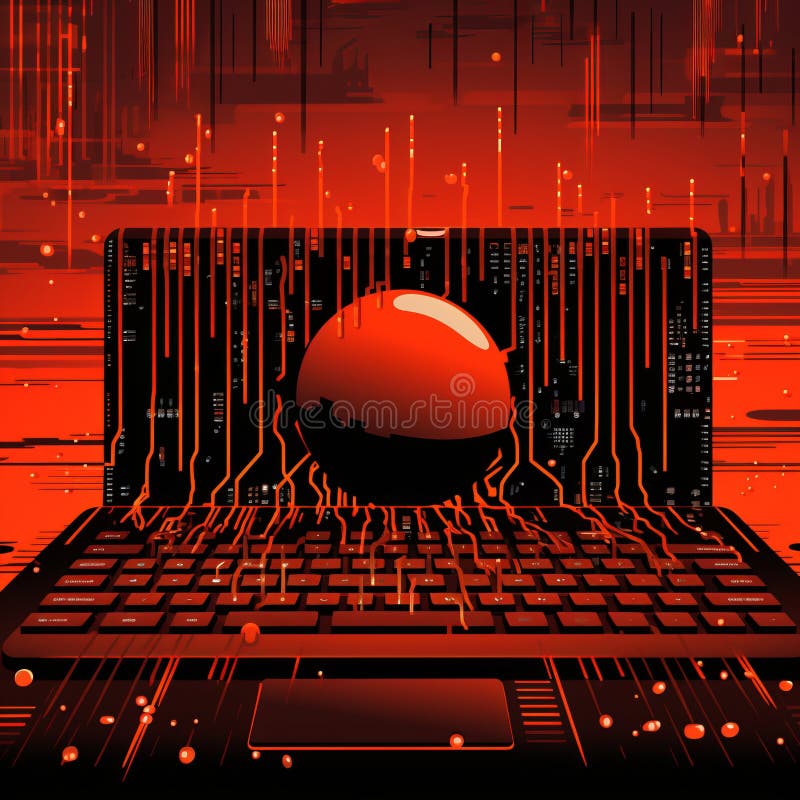 An Illustration of a Computer with a Red Ball on it Stock Illustration ...