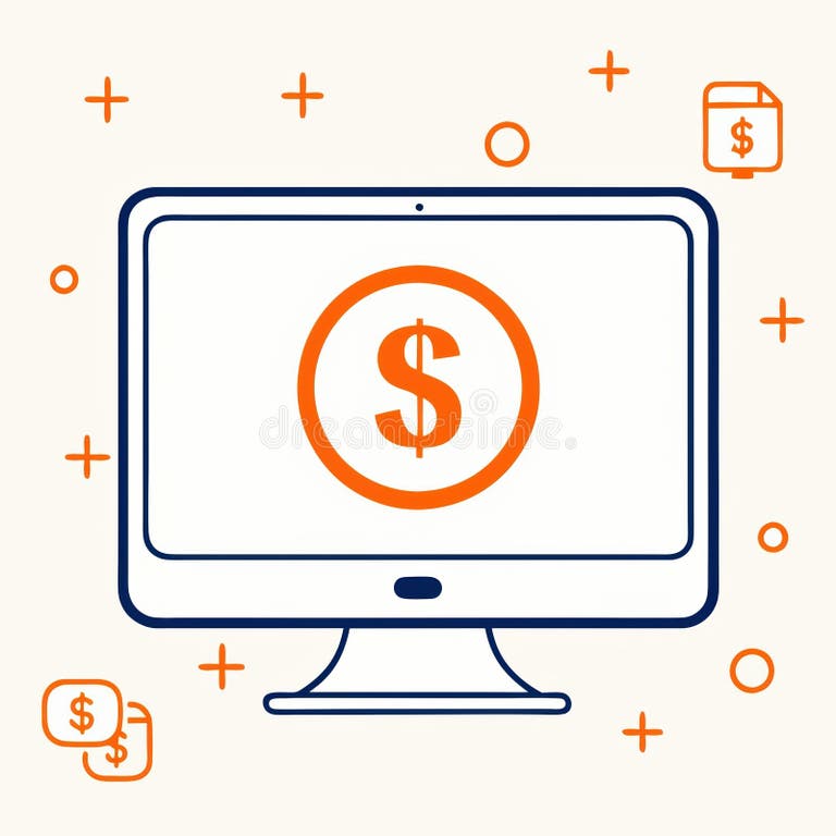 Illustration of a Computer Screen Displaying a Dollar Sign Symbolizing ...