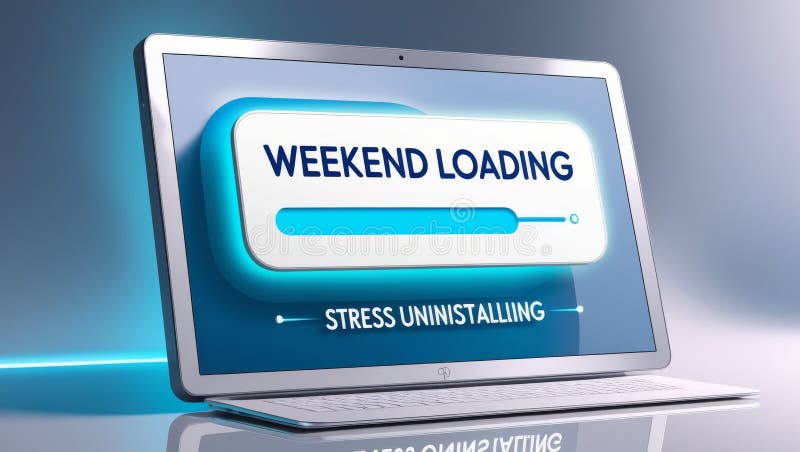 Illustration of Computer Screen with "Weekend Loading" and "Stress ...