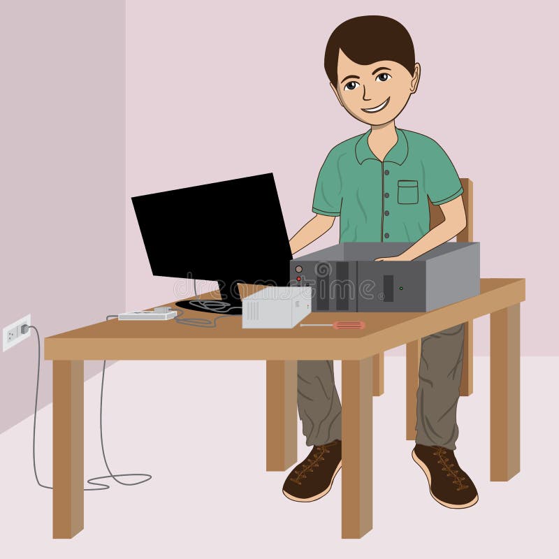 Computer Technician stock vector. Illustration of hardware - 9329845