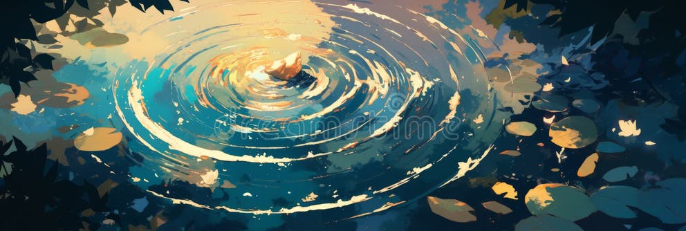 An Illustration of Concentric Ripple Patterns Forming on a Tranquil ...