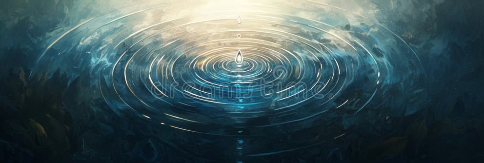 An Illustration of Concentric Ripple Patterns Forming on a Tranquil ...