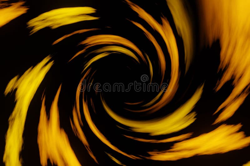 Glowing Orange and Yellow Swirling Vortex Tornado on Black Background ...