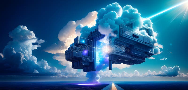 Sci Fi Futuristic Hi Tech Computing Background Generative AI Stock Illustration - Illustration ...