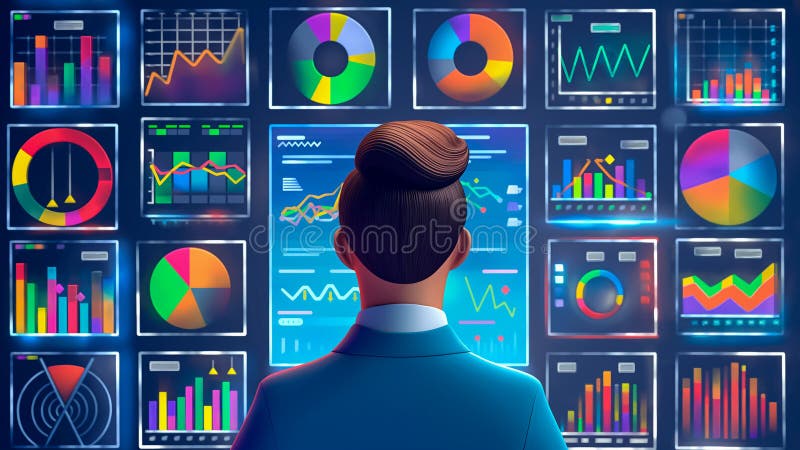 Illustration Concept of Data Analyst Reviewing Various Data Point ...