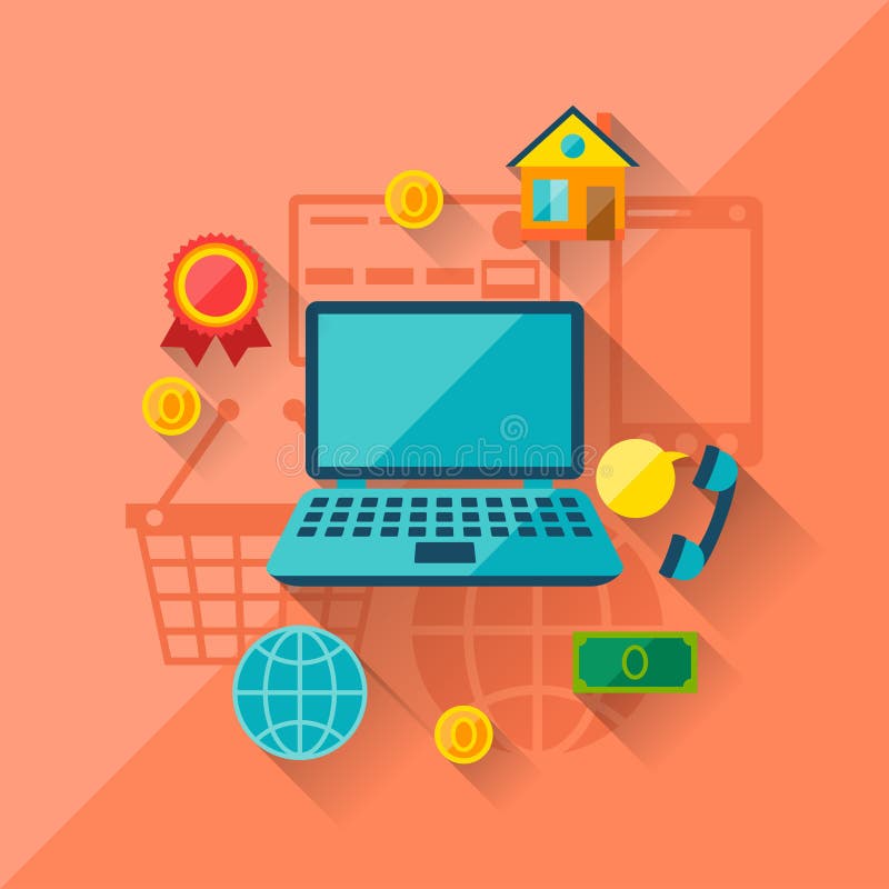 Illustration Concept of Internet Shopping in Flat Stock Vector ...