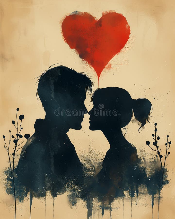 Illustration of the Concept of Love between Two People Stock Illustration - Illustration of ...