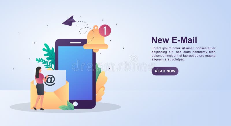 Illustration Concept of New E-mail with One Notification Stock Vector ...