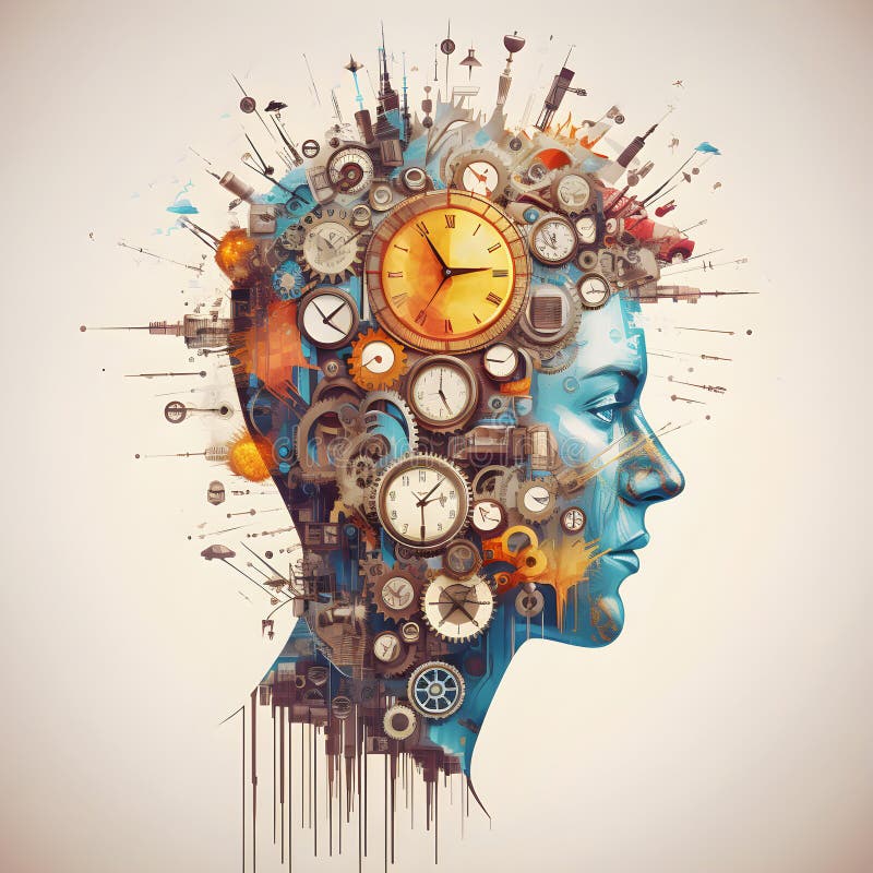 Illustration with Concept of Psychology of Human Mind. Stock ...