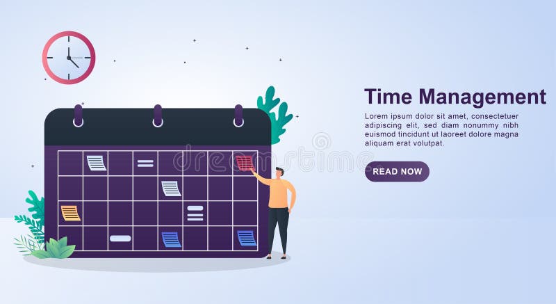 Illustration Concept of Time Management with a Schedule Board and Clock ...