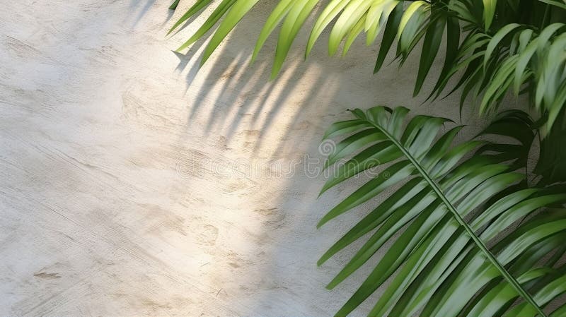 An Illustration of a Concrete Texture Wall with Tropical Palm Tree ...