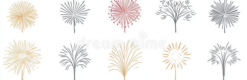 An Illustration of a Confetti Explosion Burst Ray Shine Line Icon, with ...