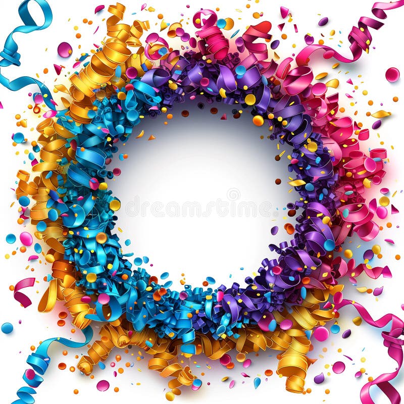 An Illustration of Confetti and Party Decorations Around a Circular ...