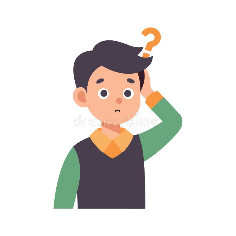 Illustration of a Confused Boy Scratching His Head with a Question Mark ...