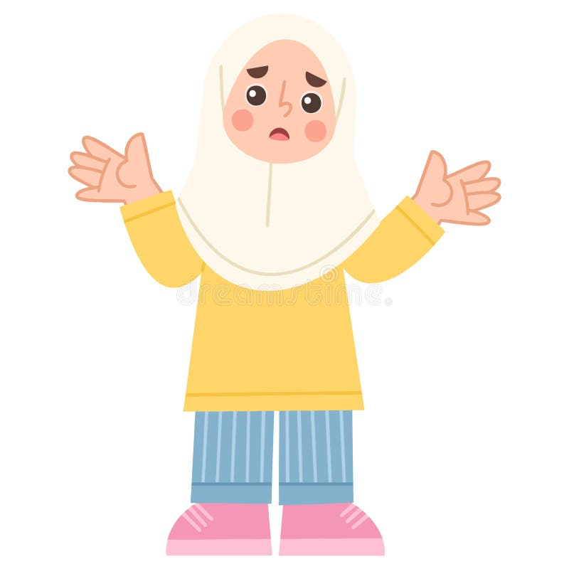 Illustration of a Confused Little Girl Stock Vector - Illustration of ...