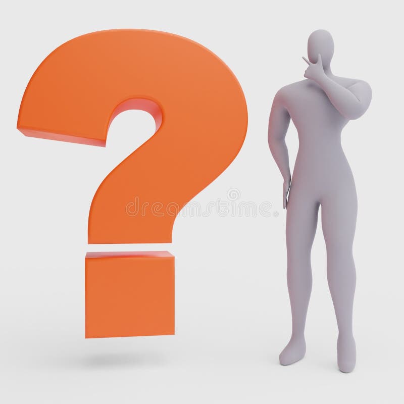 Illustration of a Confused Person with a Big Question Mark. 3d ...
